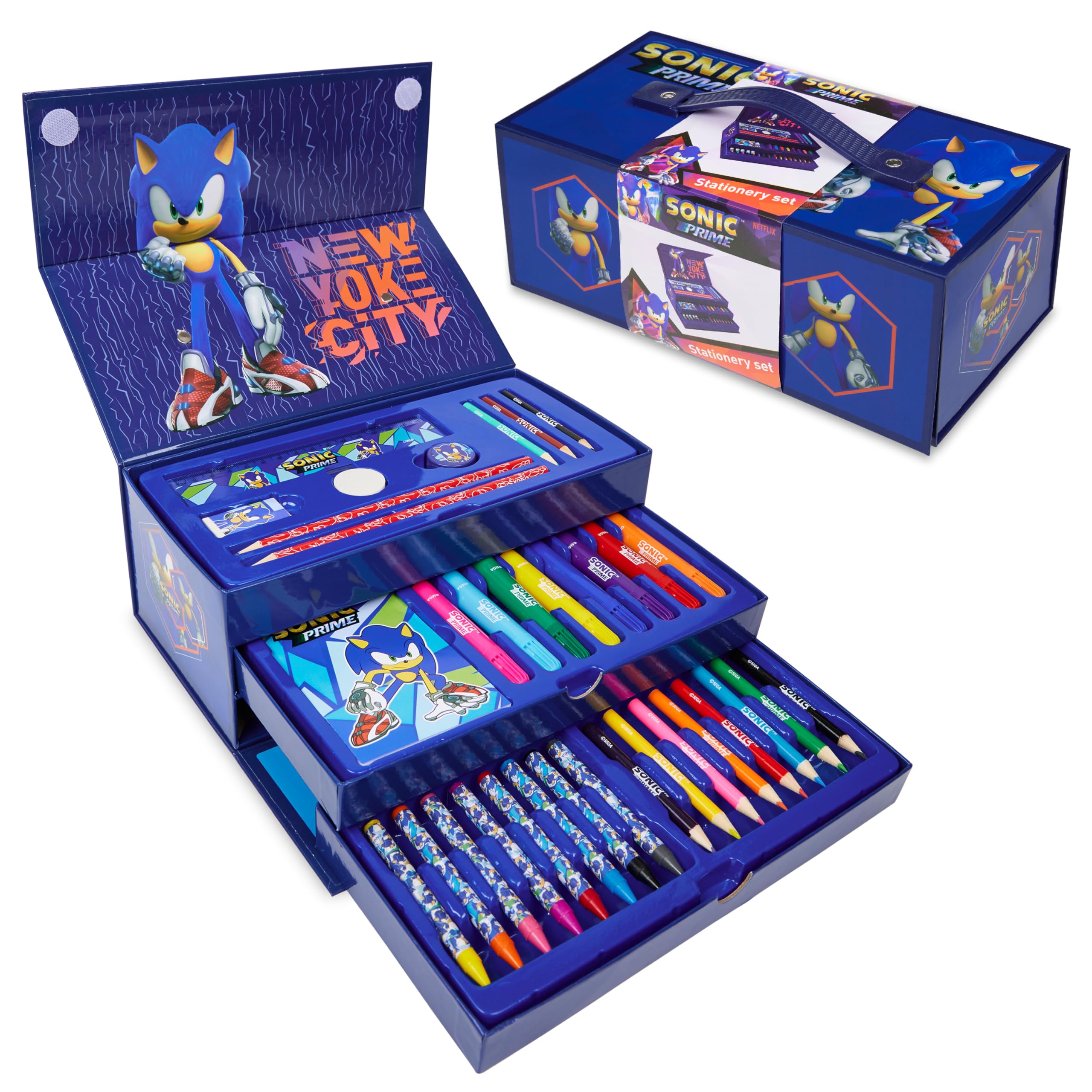 SONIC THE HEDGEHOG Art Set for Kids with Crayons Markers Colouring ...