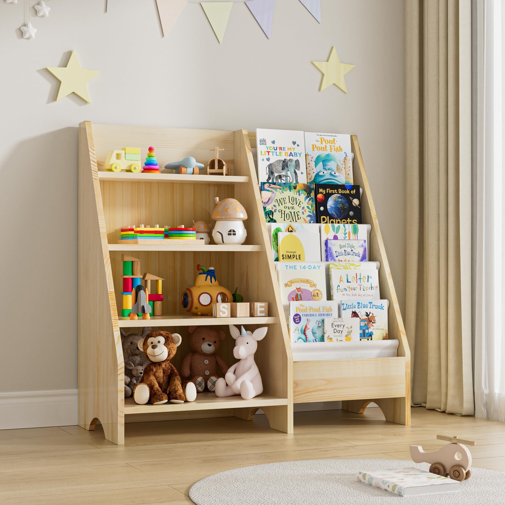 Amazon.com: Kids Bookshelf, Solid Wood Bookshelf Bookcase Storage ...