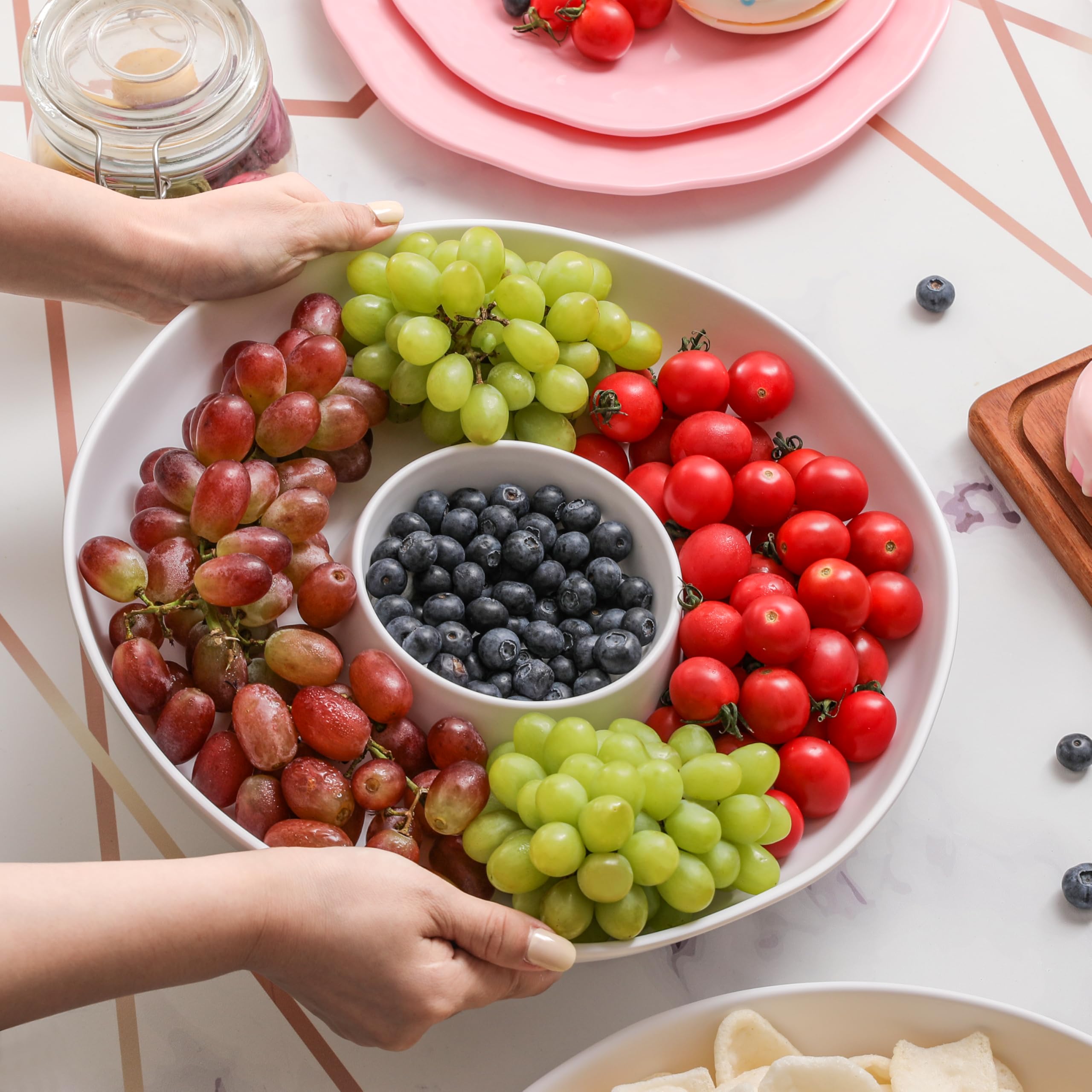 Snapklik.com : ZAROCRUS Chip And Dip Serving Set Divided Serving ...