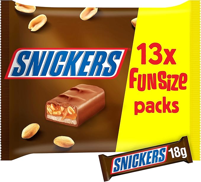 Snickers Funsize Chocolate Bars, Chocolate Gift, Party Bag Fillers, 13 ...