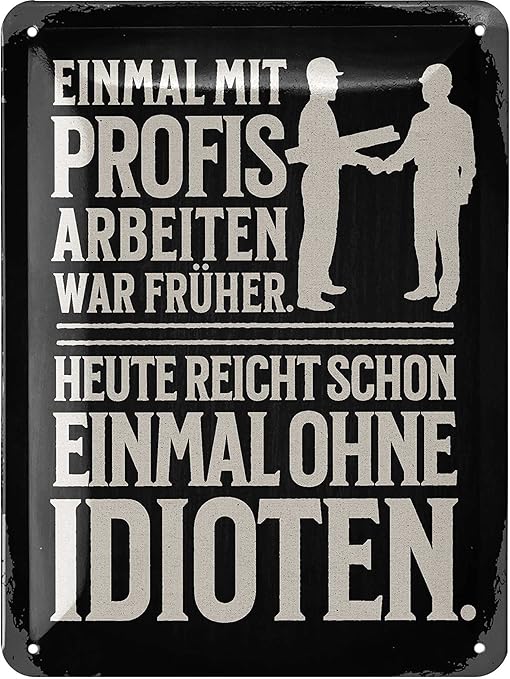 Amazon.de: LANOLU Retro Blechschild EINMAL MIT PROFIS ARBEITEN, vintage ...