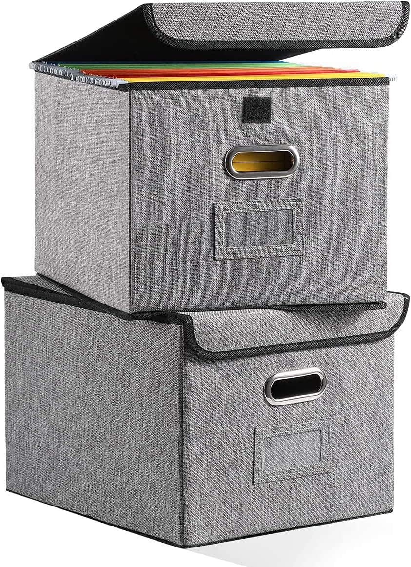 File Boxes [2Pack]Letter Legal Size Multi-purpose Linen File Storage ...