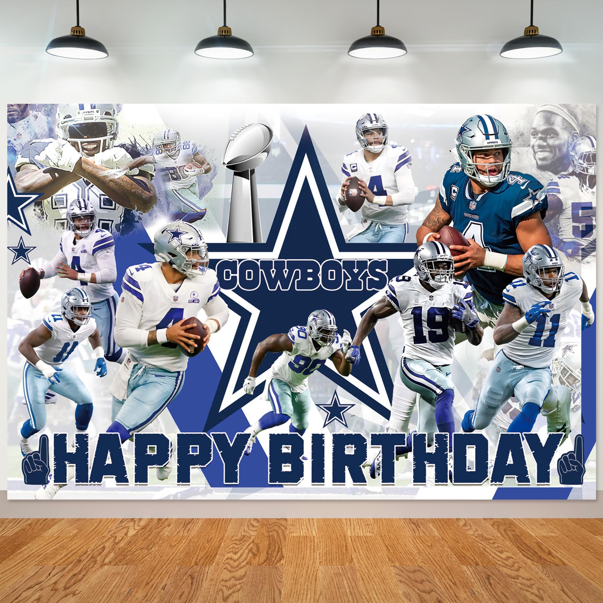 Cartoon Happy Birthday Backdrop Banner - 5x3FT Cute American Football ...