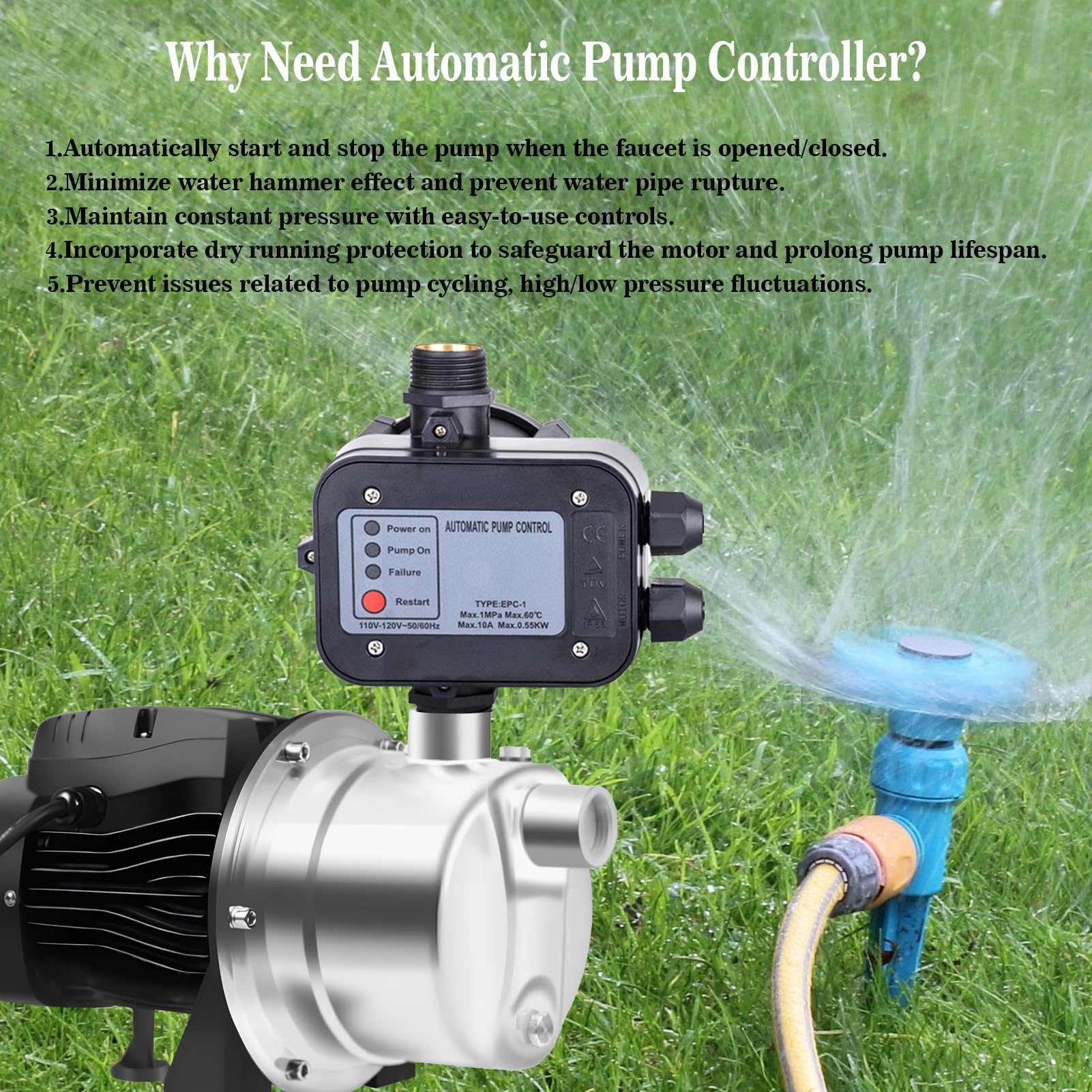Snapklik.com : IP65 Automatic Water Pump ControllerWater Pump Pressure ...
