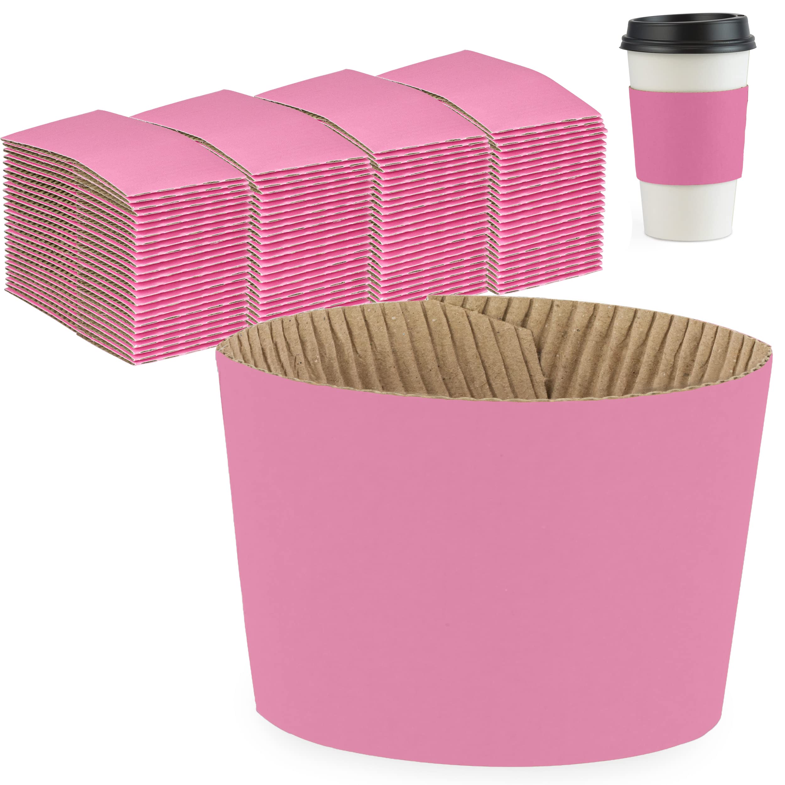 Amazon.com: FMP Brands [100 Pack Pink Coffee Cup Sleeves Disposable for ...