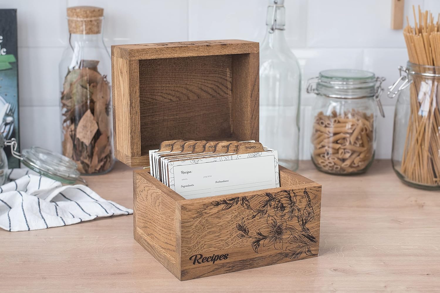 Amazon.com: Personalized Recipe Box with Cards and Dividers - Recipe ...