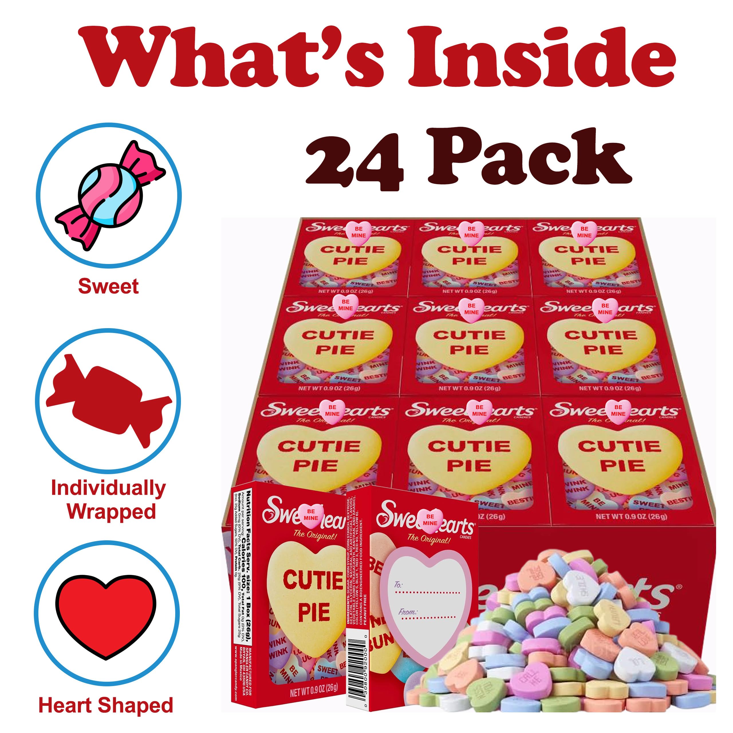 Snapklik.com : Valentines Candy Conversation Hearts, Pack Of 24, Sweet ...