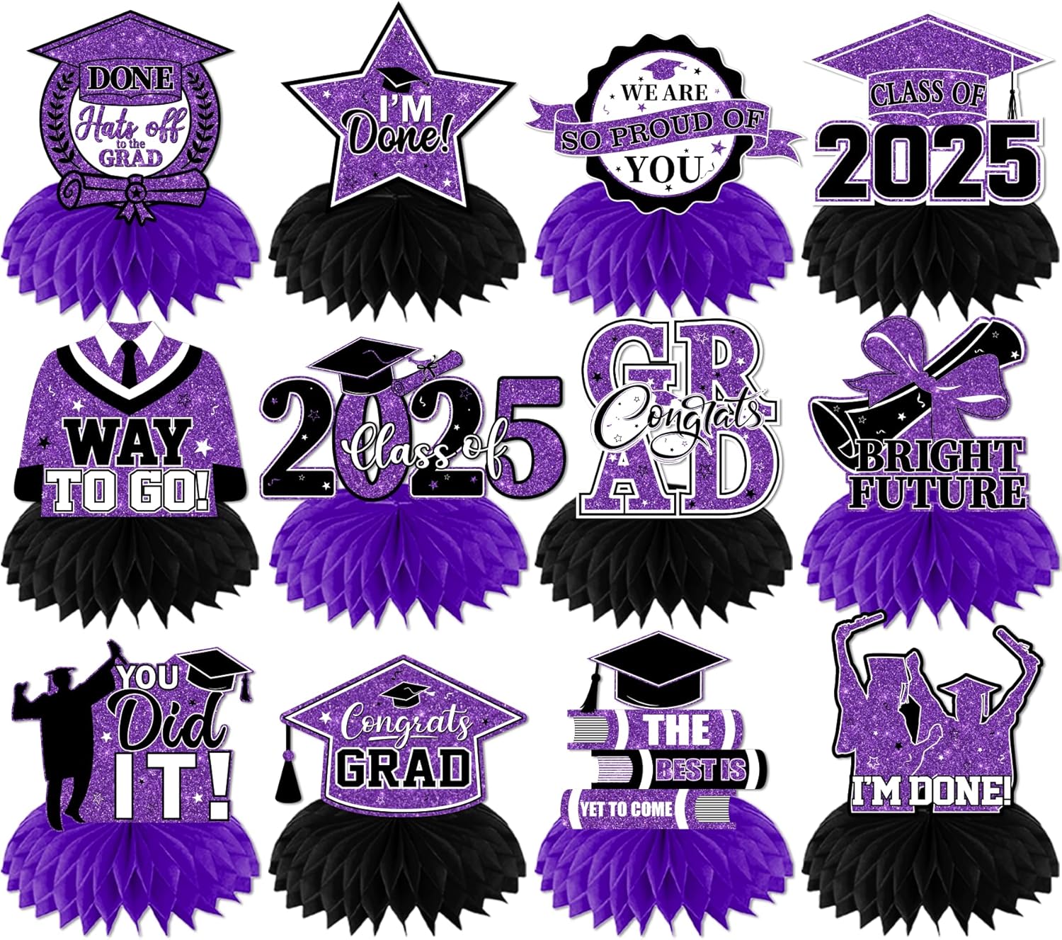 Amazon.com: Purple Graduation Decorations Class Of 2025 Honeycomb ...
