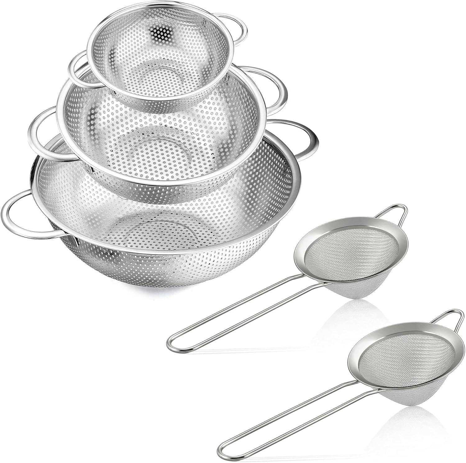 Amazon.com: E-far Stainless Steel Colander Set of 3 (1-3-5Quart) with 3 ...