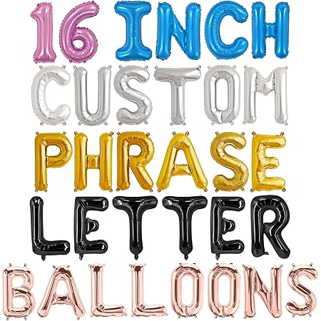 Amazon.com: Letter Balloons - Custom Phrase 16" Inch Alphabet Letters ...