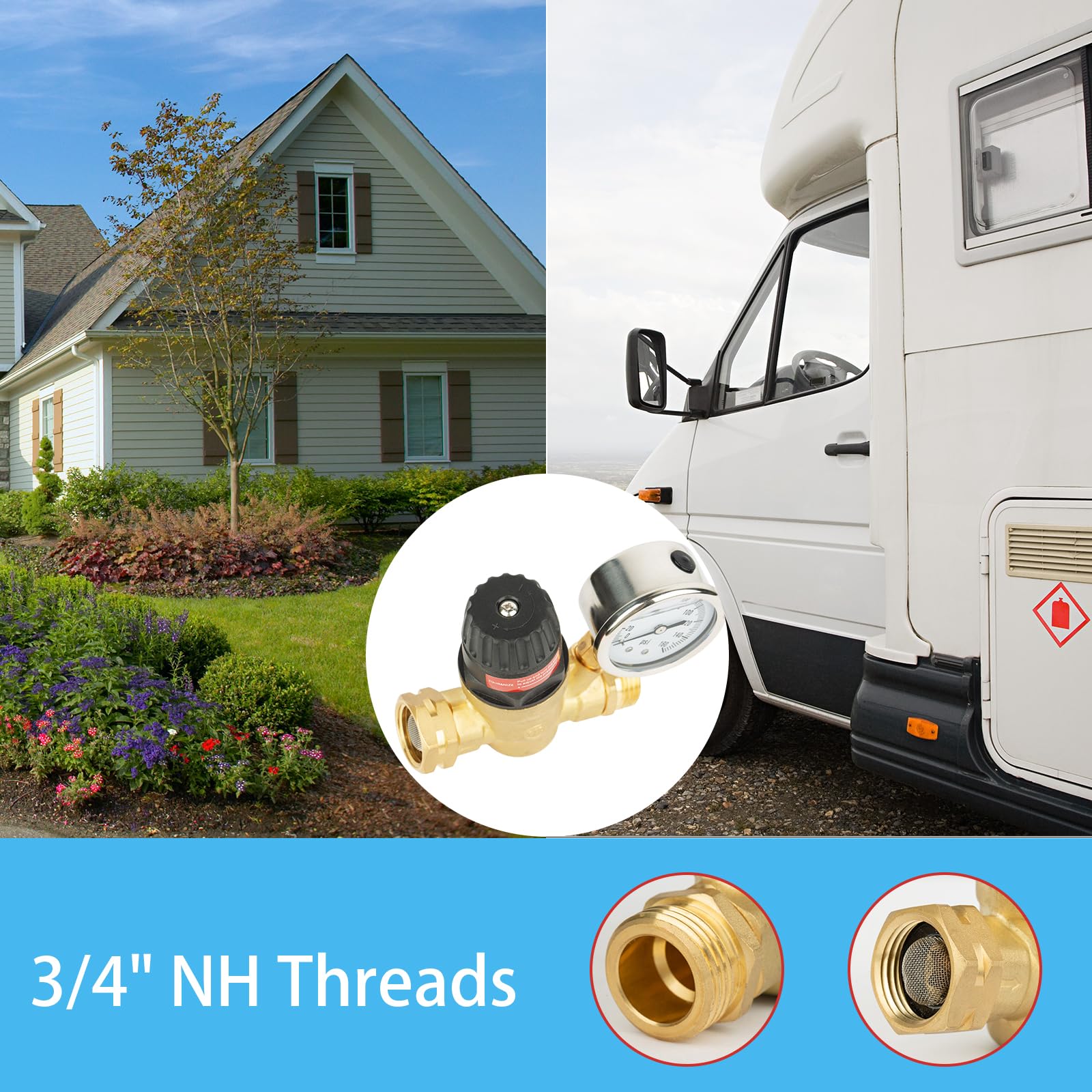 Snapklik.com : Touranize RV Water Pressure Regulator Valve, Handle ...