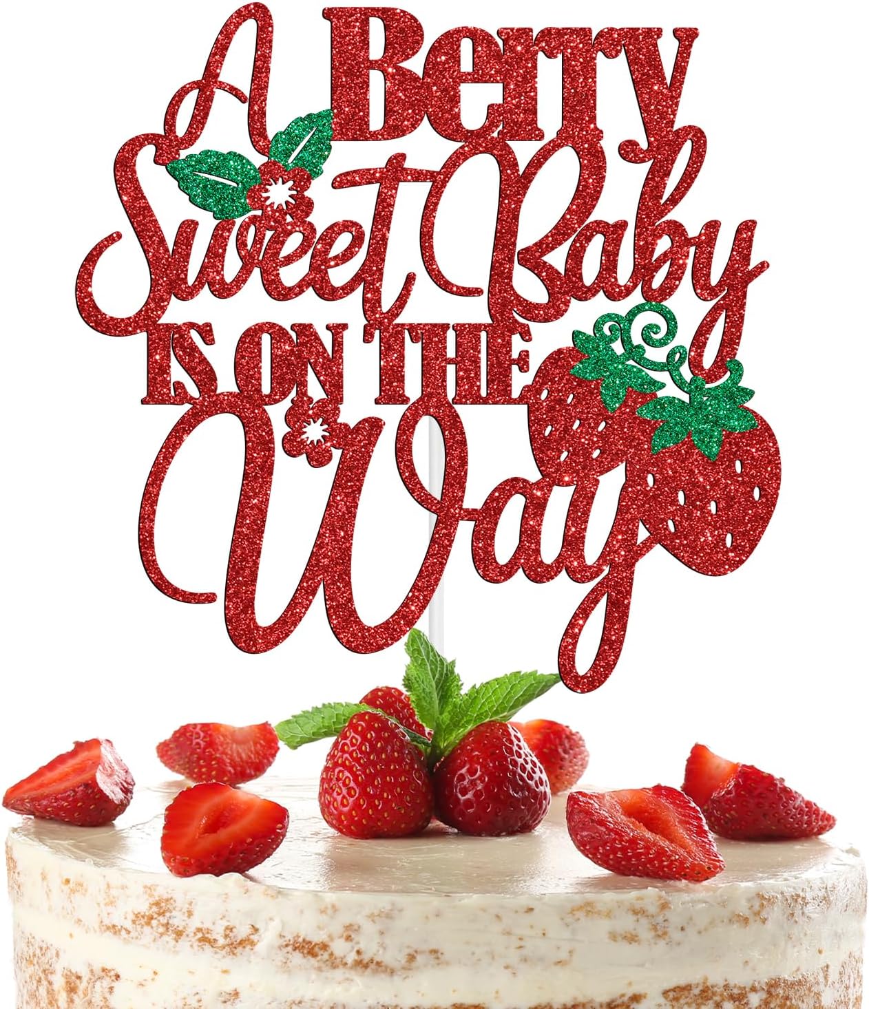 Amazon.com: A Berry Sweet Baby is on the Way Cake Topper, Strewberry ...