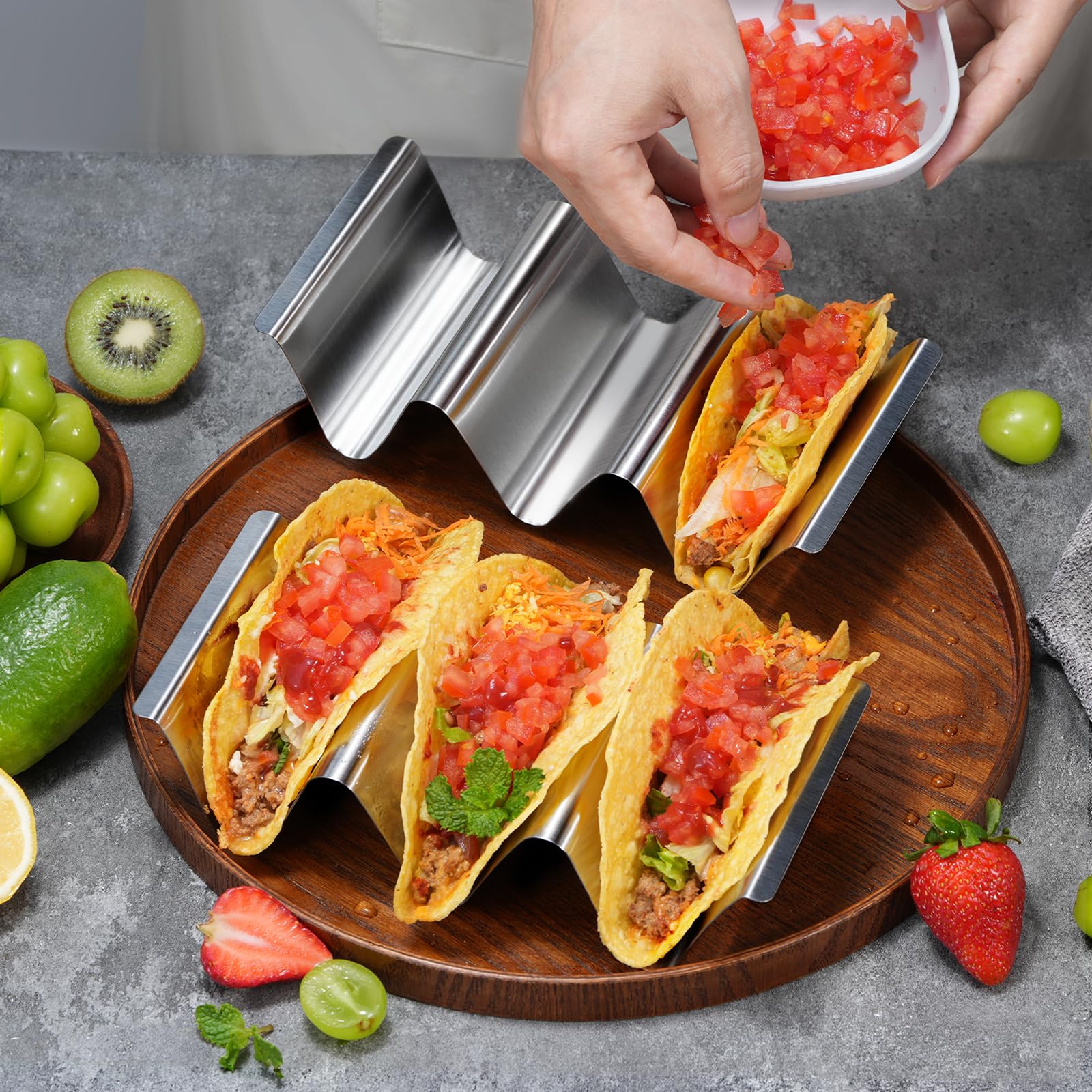 Snapklik.com : Taco Holder Stand, 6 Packs Stainless Steel Taco Rack ...