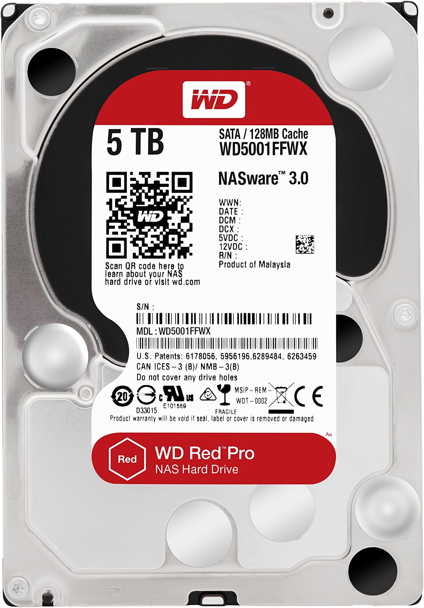 Amazon.com: WD Red Pro 5TB NAS Hard Disk Drive - 7200 RPM SATA 6 Gb/s ...