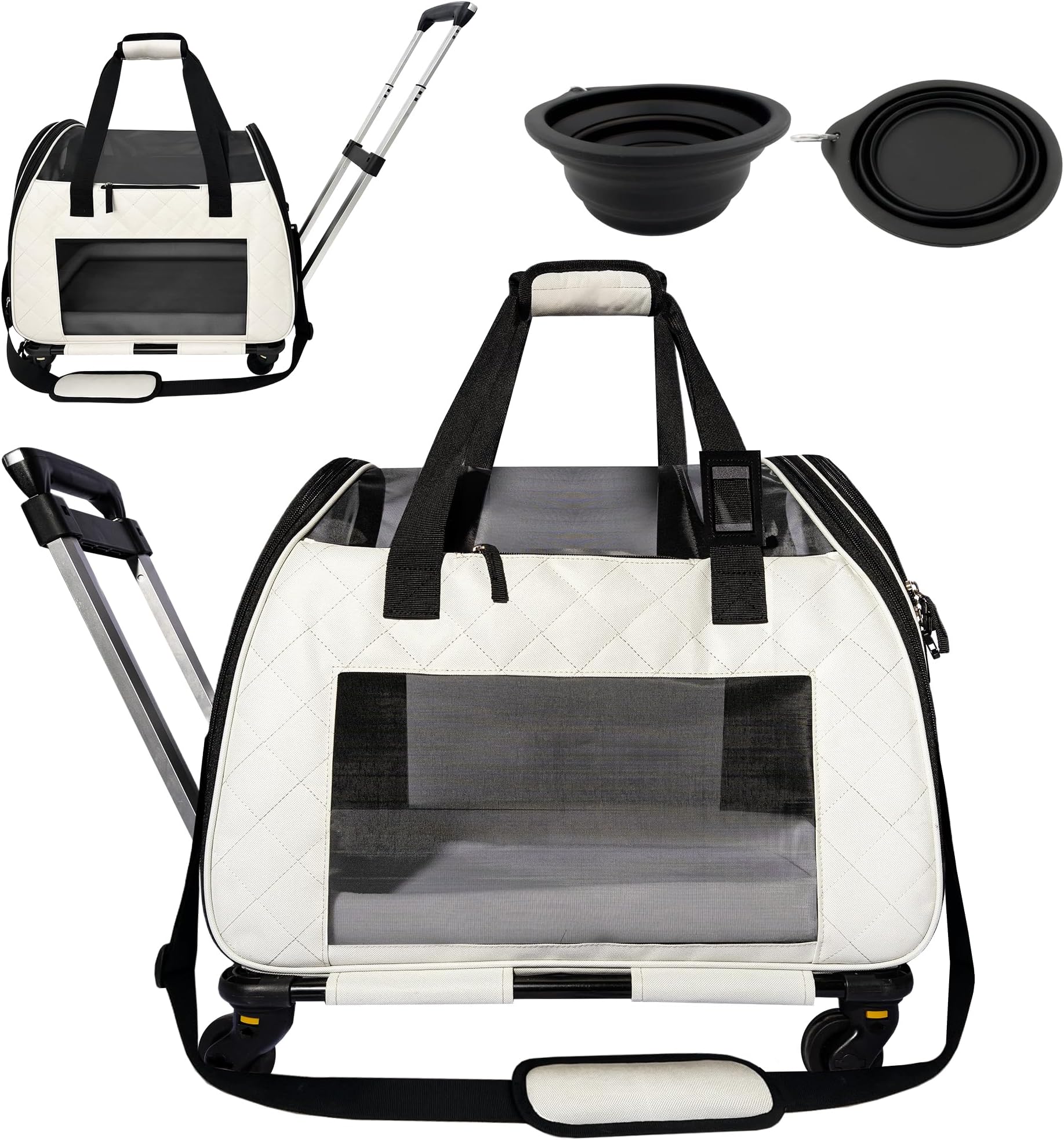 Amazon.com : Rolling Cat Carrier with on Wheels, Small Dog Pet Car ...