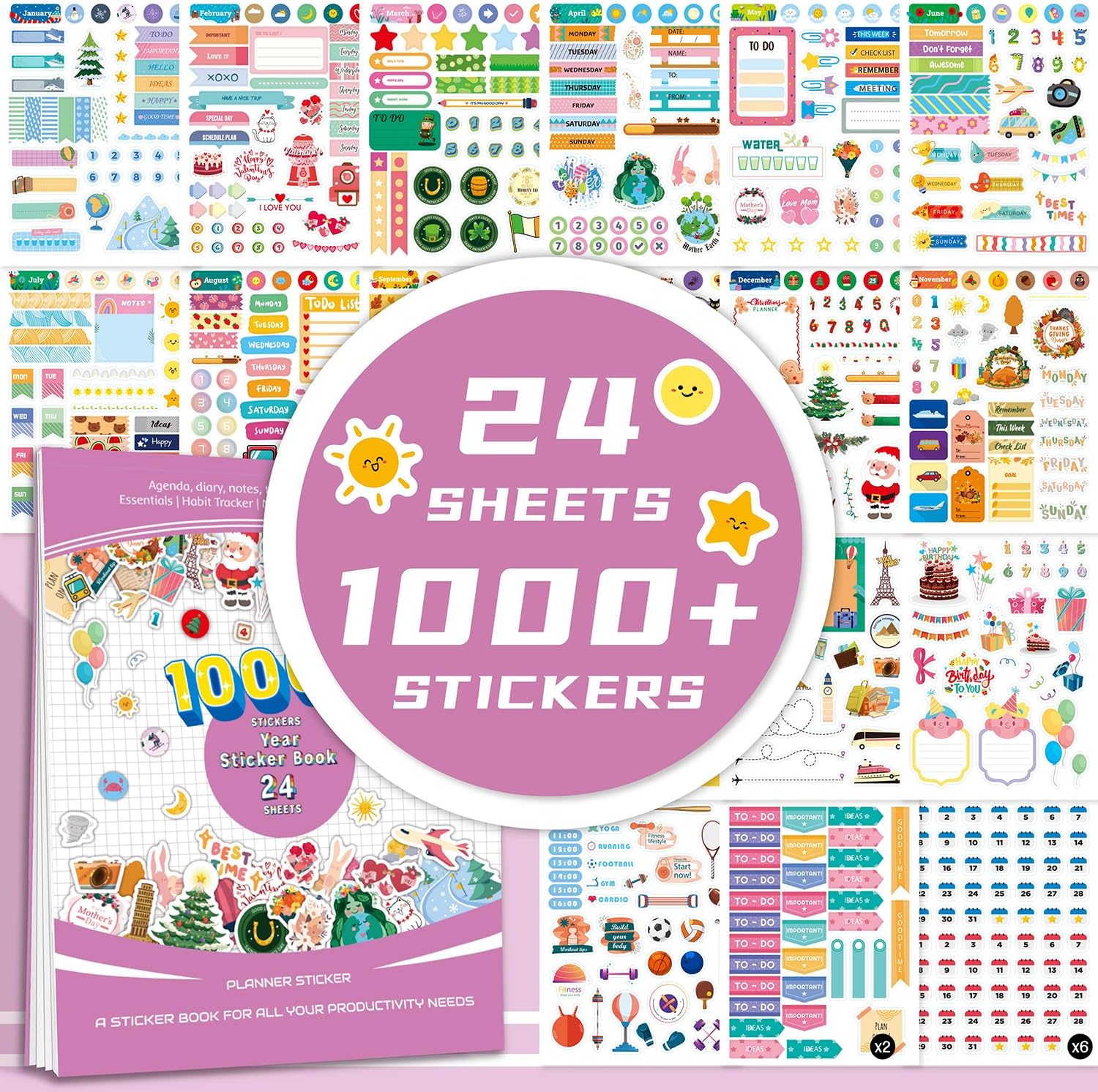 Amazon.com: Aesthetic Planner Sticker Pad, 1000+ Stickers for Journals ...