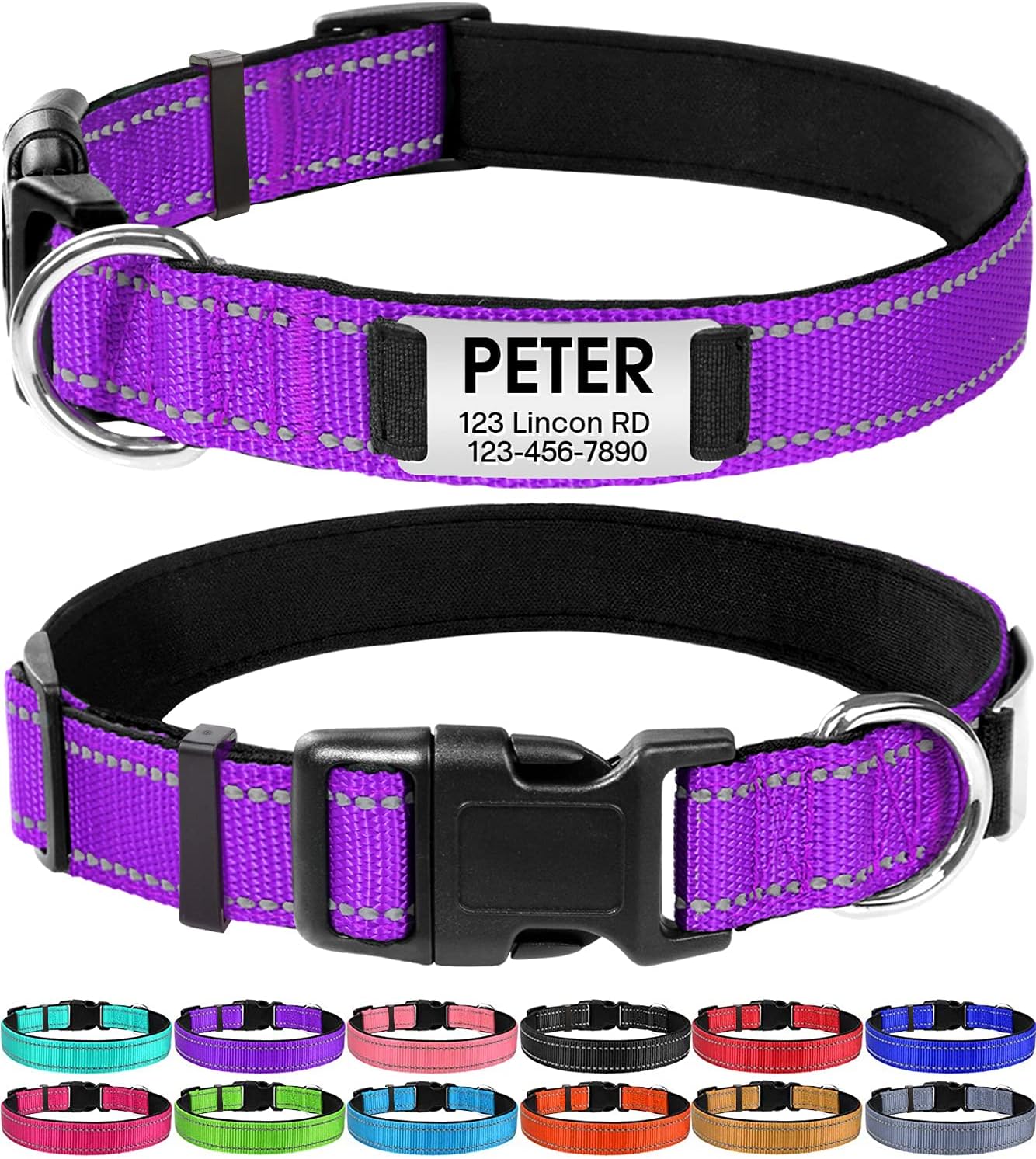 Amazon.com : Joytale Personalized Dog Collars, Reflective Nylon Dog ...
