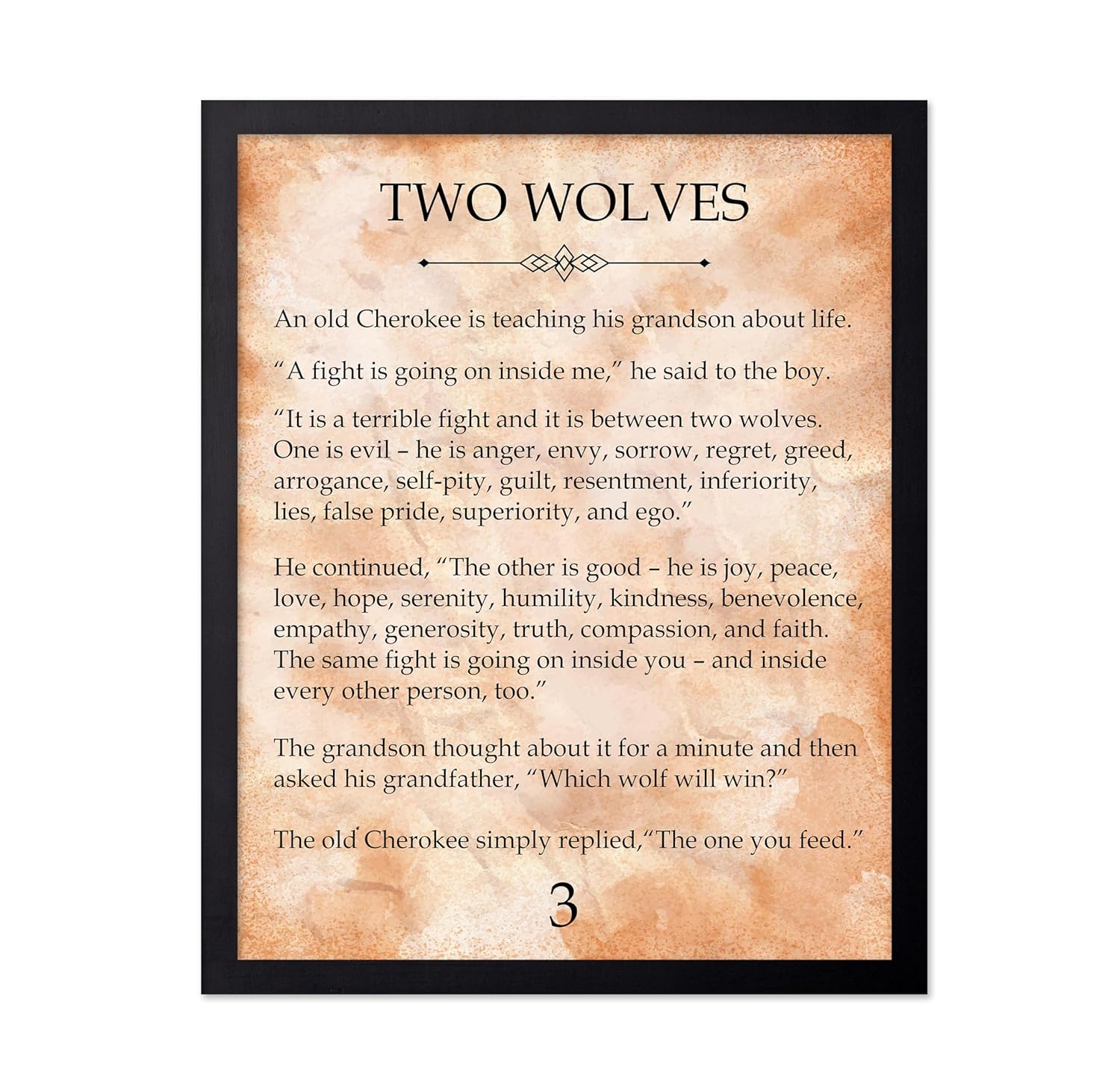 Amazon.com: Monem Art Two Wolves Poster - Cherokee Story Print - Story ...