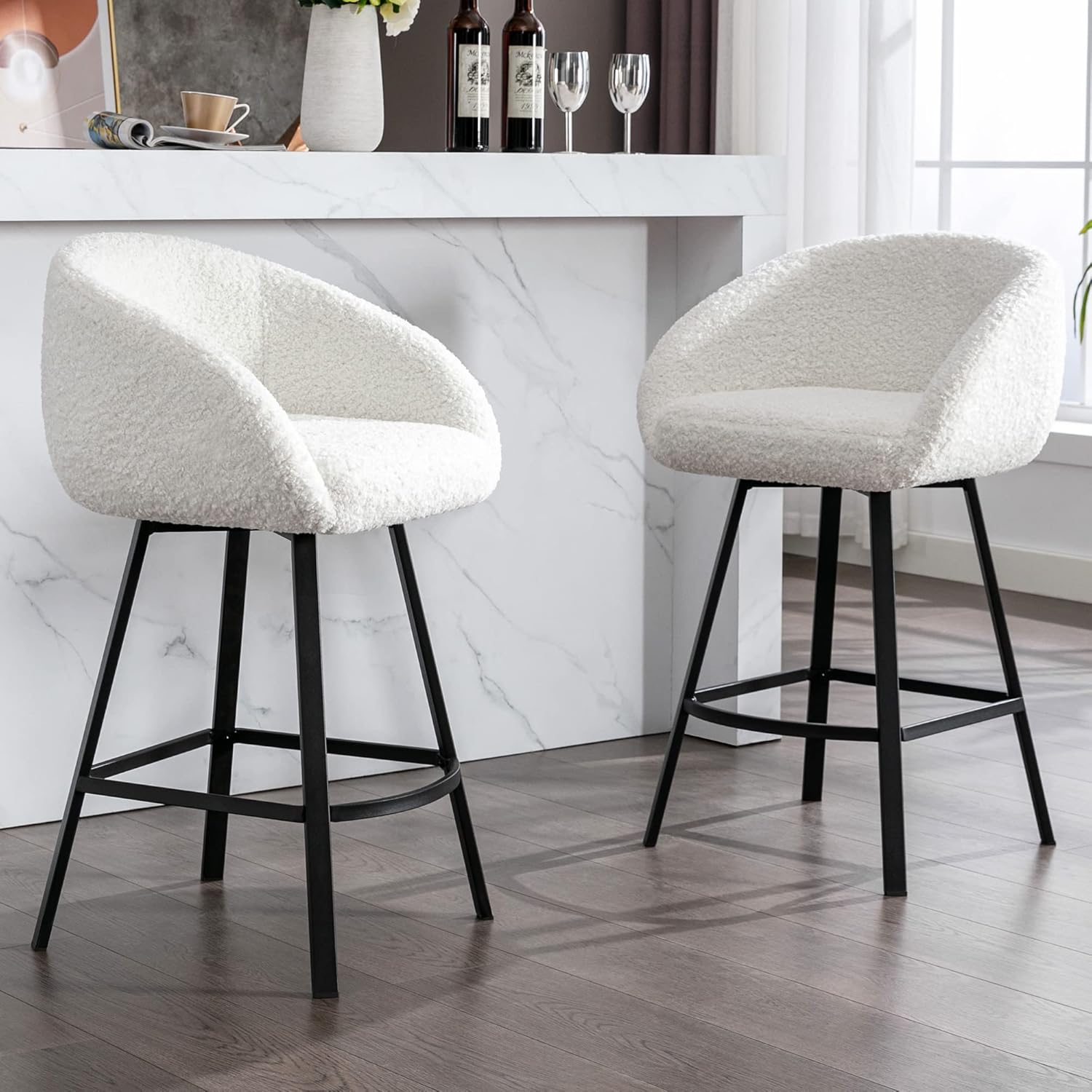 Amazon.com: Zesthouse Swivel Counter Height Stools Set of 2, Modern Bar ...