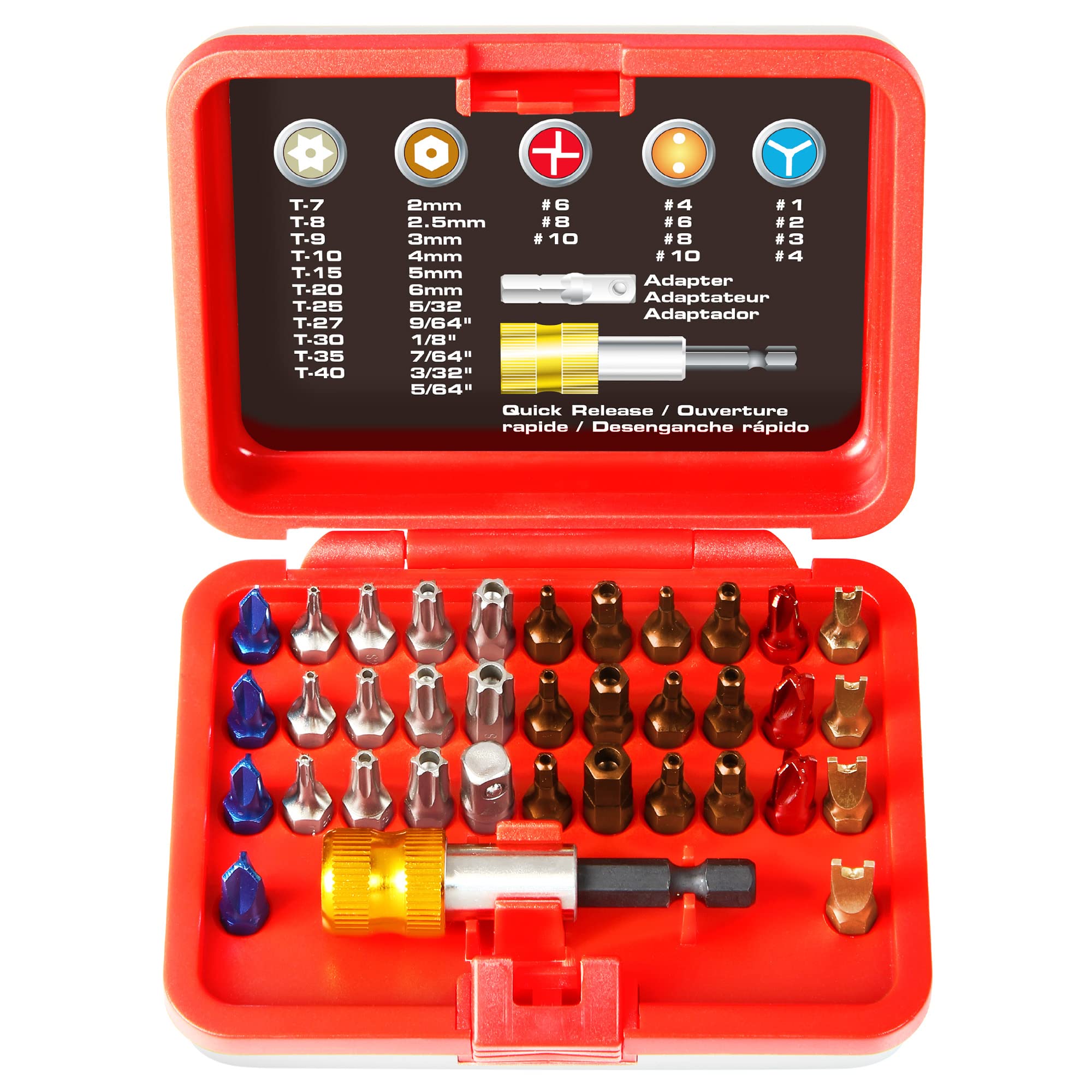 Amazon.com: Powerbuilt Color Coded Security Bit Set, 36 Piece, Tamper ...