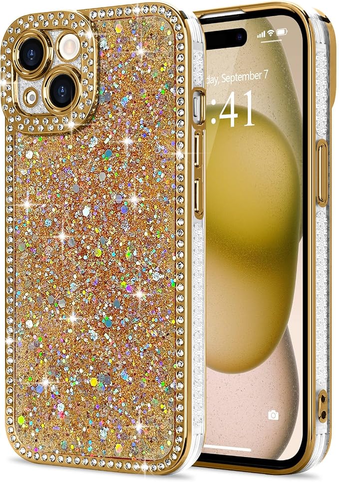 Amazon.com: Lafunda for iPhone 15 Case Glitter, Luxury Shiny Bling ...