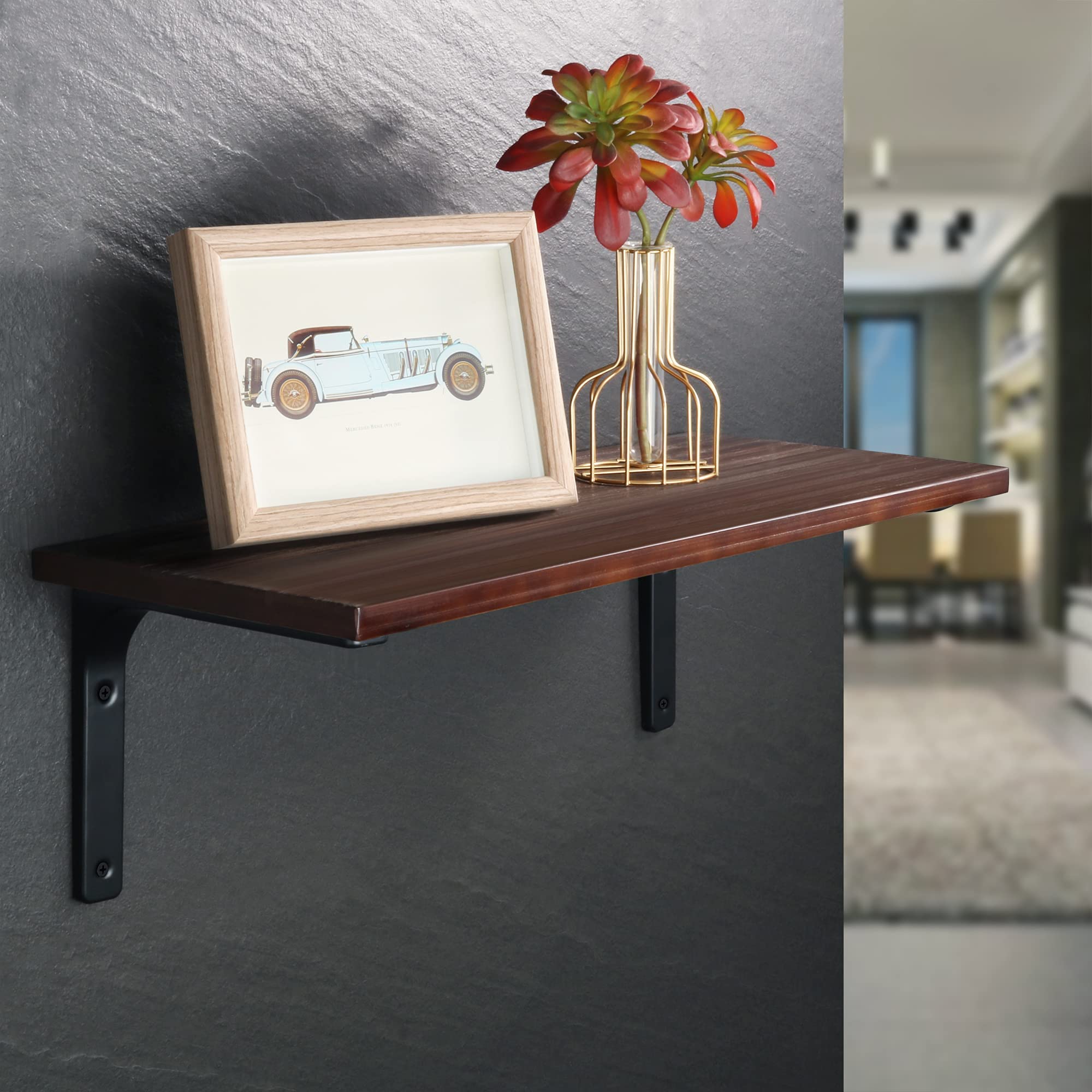 Snapklik.com : Black Shelf Bracket, 12 Inch L Shape Wall Bracket Heavy ...