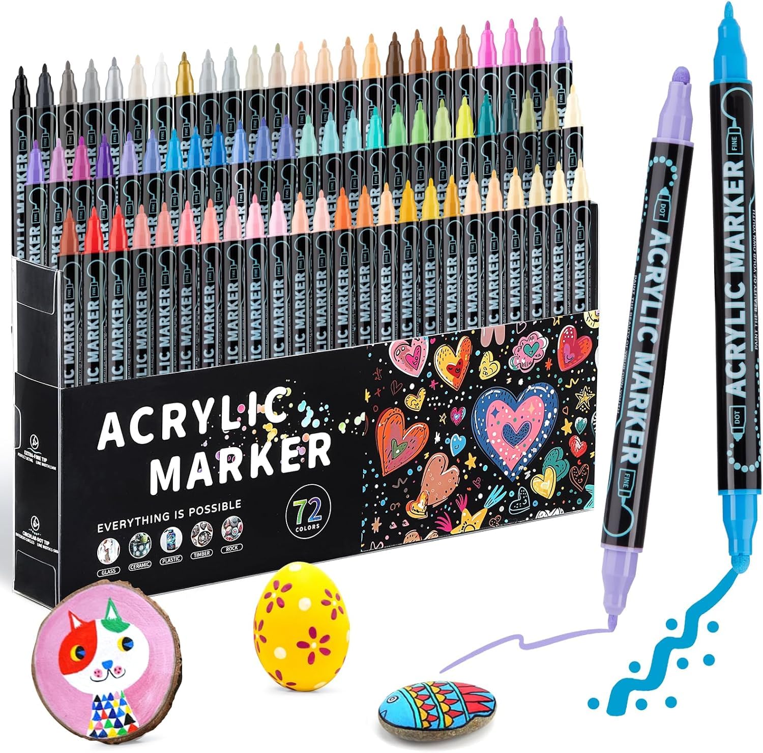 Simpleoa 72 Acrylic Paint Marker Pens for NAIDOC Week, Dual Tip Paint ...