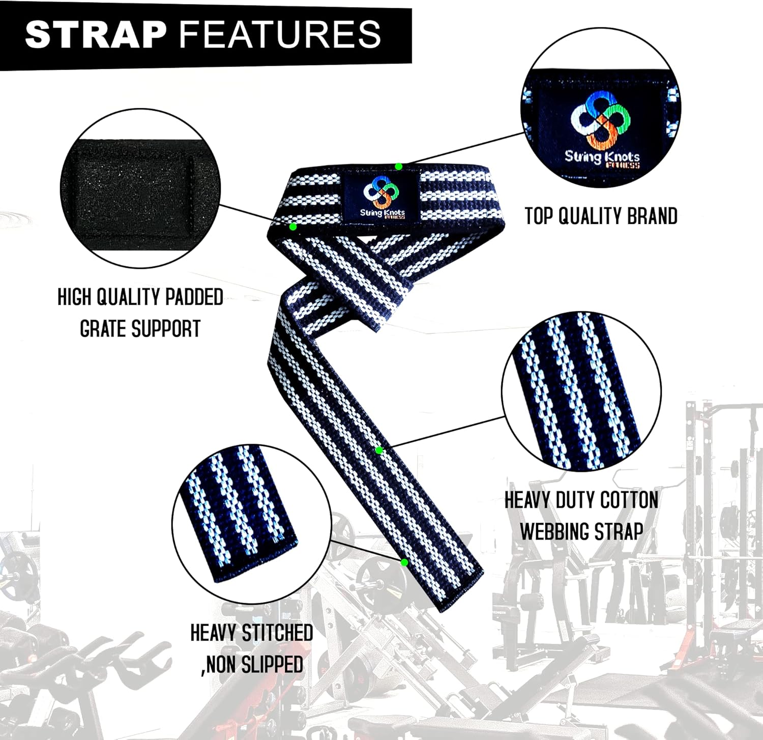 STRING KNOTS Weight Lifting Straps for men and women, Gym wrist straps ...