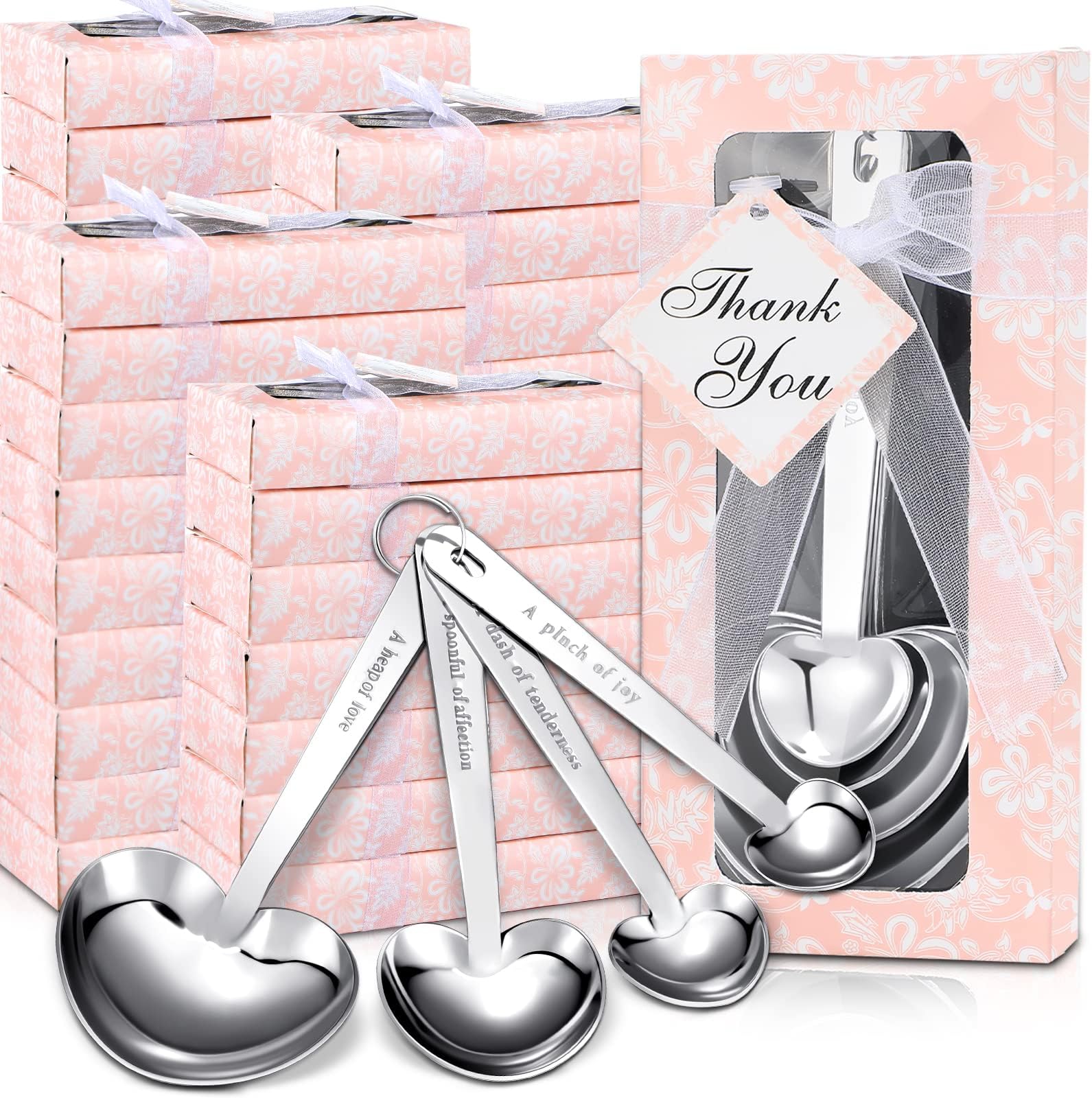 Amazon.com: Sunnyray 100 Sets Heart Shaped Measuring Spoons Stainless ...