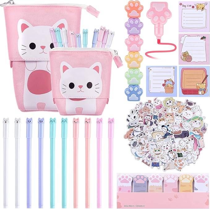 Amazon.com: Tatuo 514 Pcs Kawaii Stationery Set Cute Including 1 Cat ...