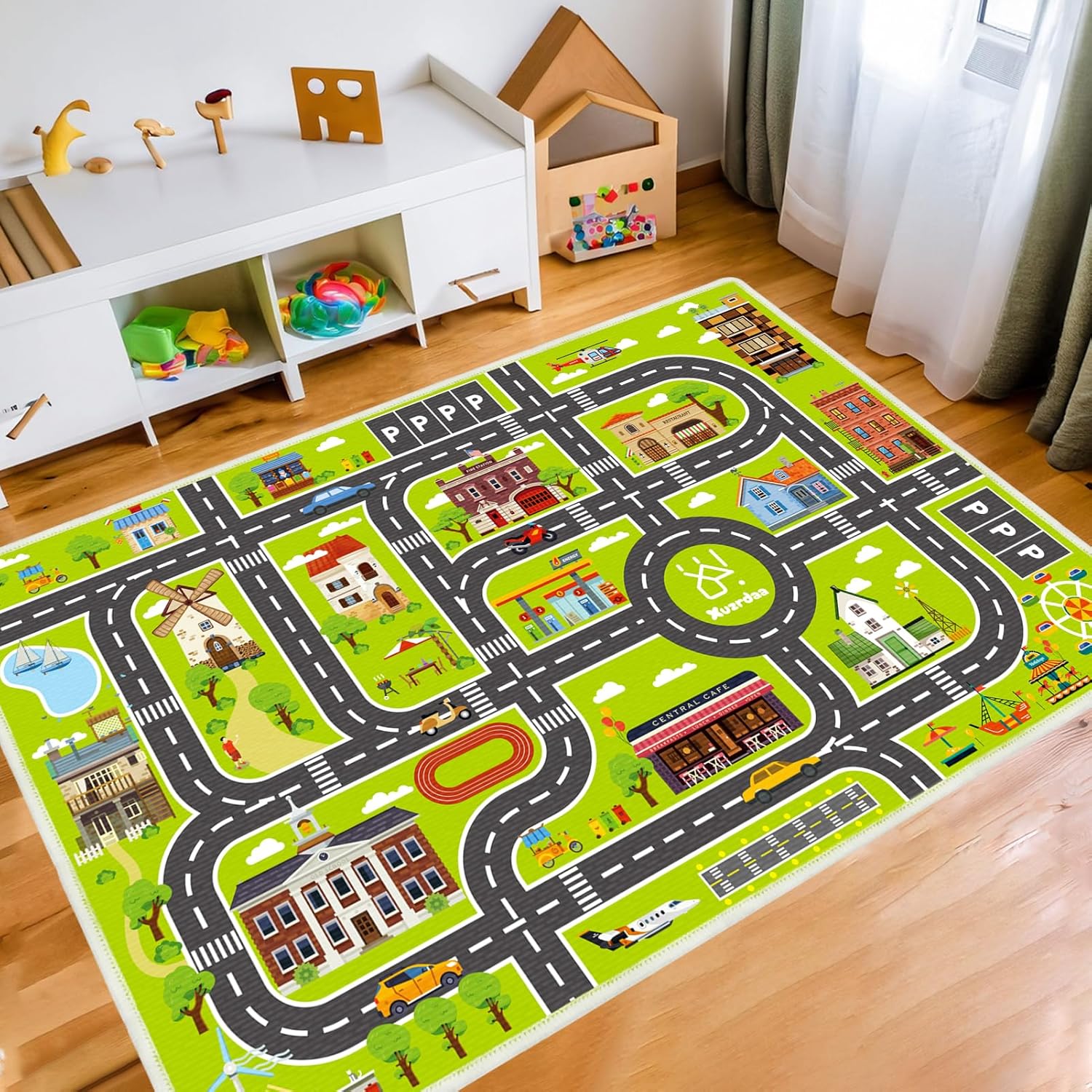 Amazon.com: Kids Carpet Car Rug Play Mat, Road Rug, ABC Rugs Play Learn ...