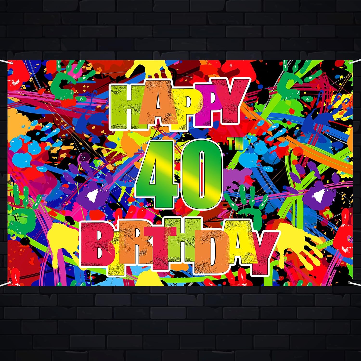 Amazon.com: Maicaiffe Neon Happy 40th Birthday Backdrop Banner Decor ...