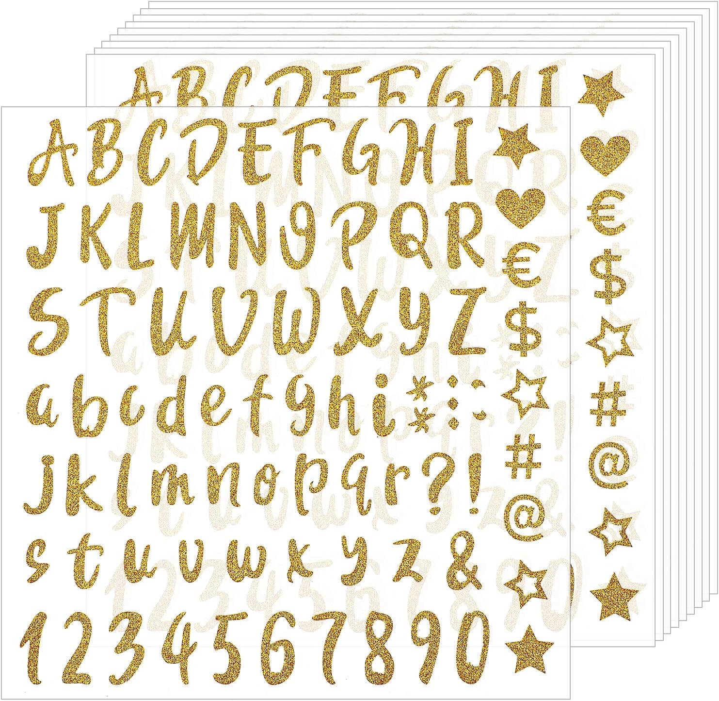 Mozeat Lens 10 Pcs Gold Glitter Alphabet Letter Stickers for ...