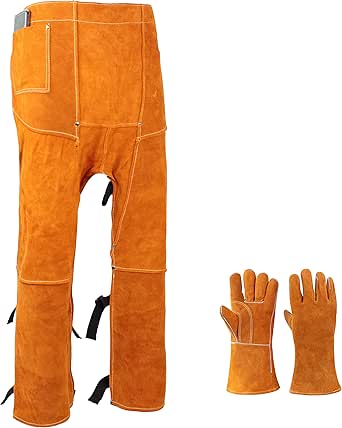 Amazon.com: Heavy Duty Split Leather Welding Pants - Heat & Flame ...