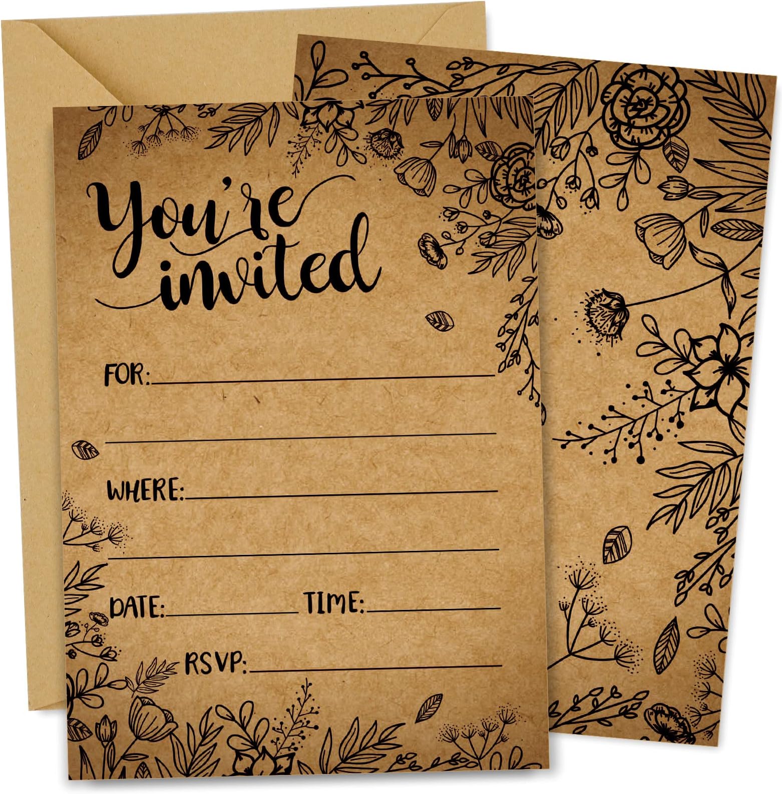 Amazon.com: AnyDesign 25 Sets Vintage Floral Invitations with Envelopes ...