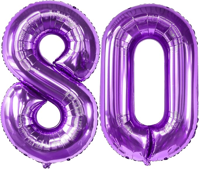 Amazon.com: KatchOn, GIant Purple 80th Number Balloons - 40 Inch | 80th ...