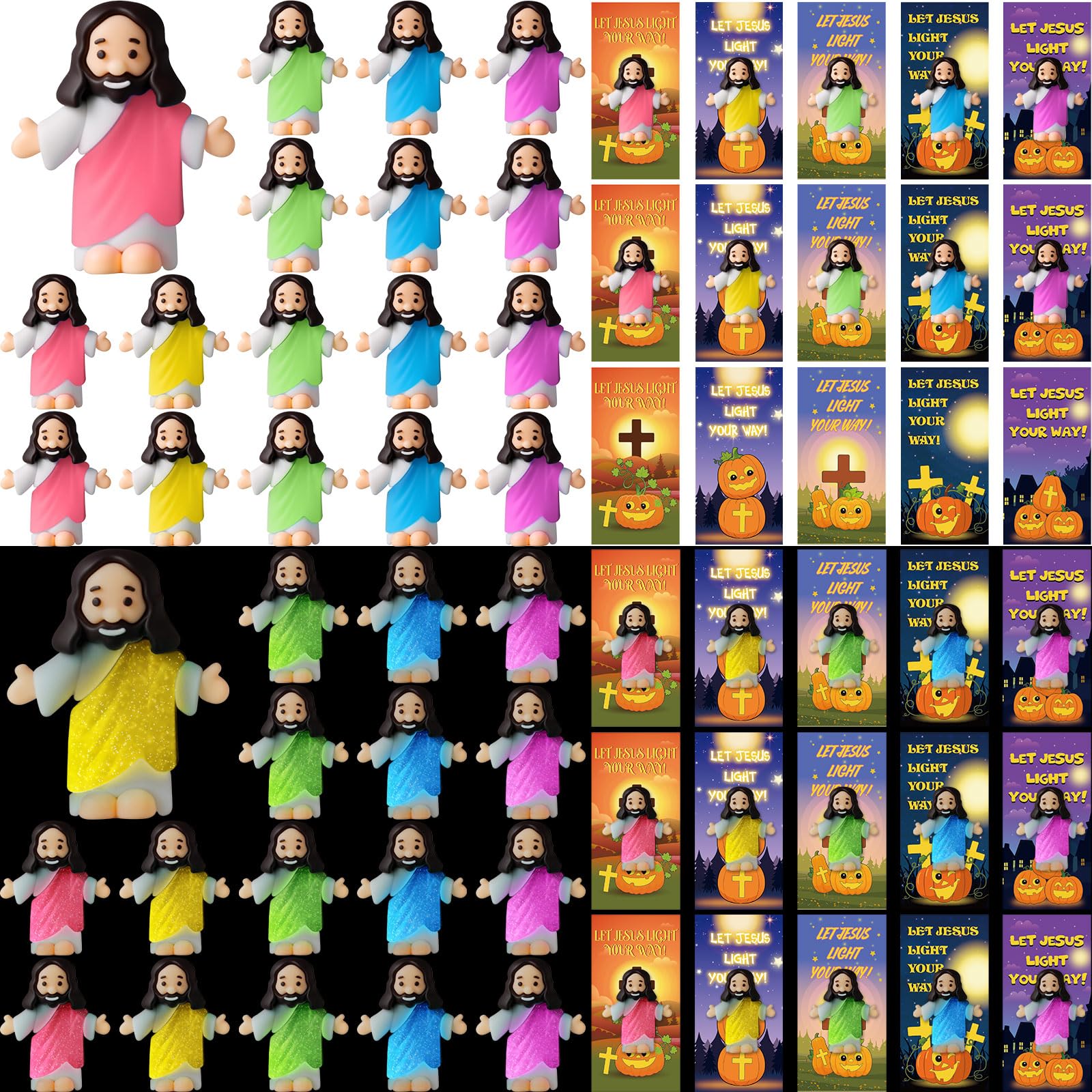 Snapklik.com : CroBlissful 50 Sets Glow In The Dark Mini Jesus Figures