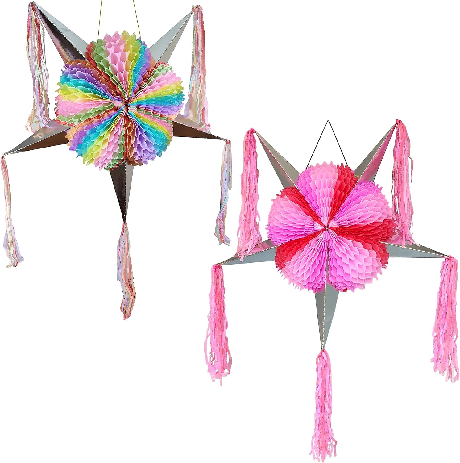 Amazon.com: 2 Large 5-Point Star Cute & Colorful Pastel Pinatas ...
