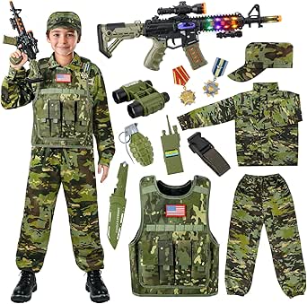 Costume de soldat militaire pour enfants avec jouets de l'armée ...