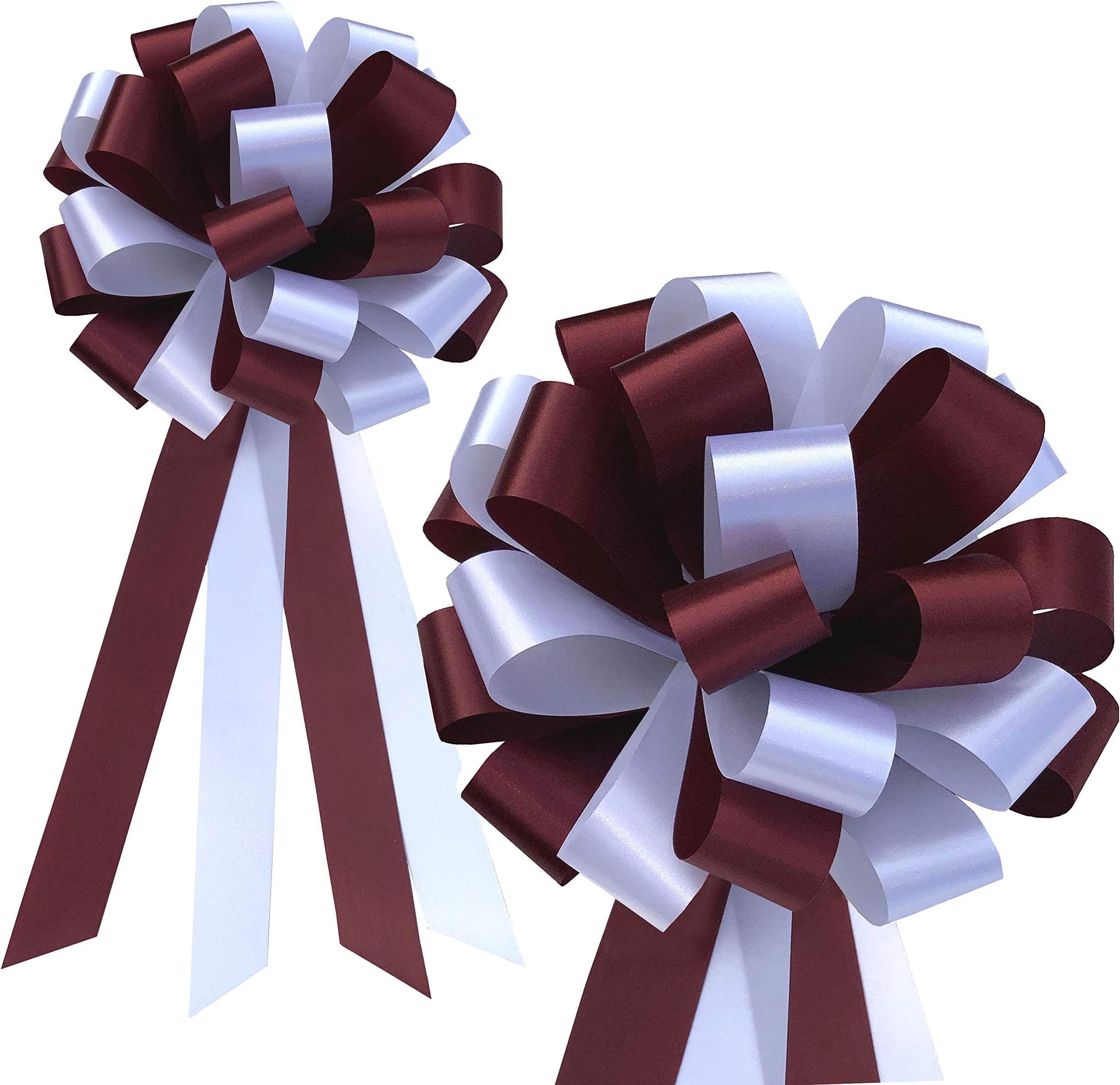 Amazon.com: White Wedding Pull Bows with Tulle Tails - 8" Wide, Set of ...
