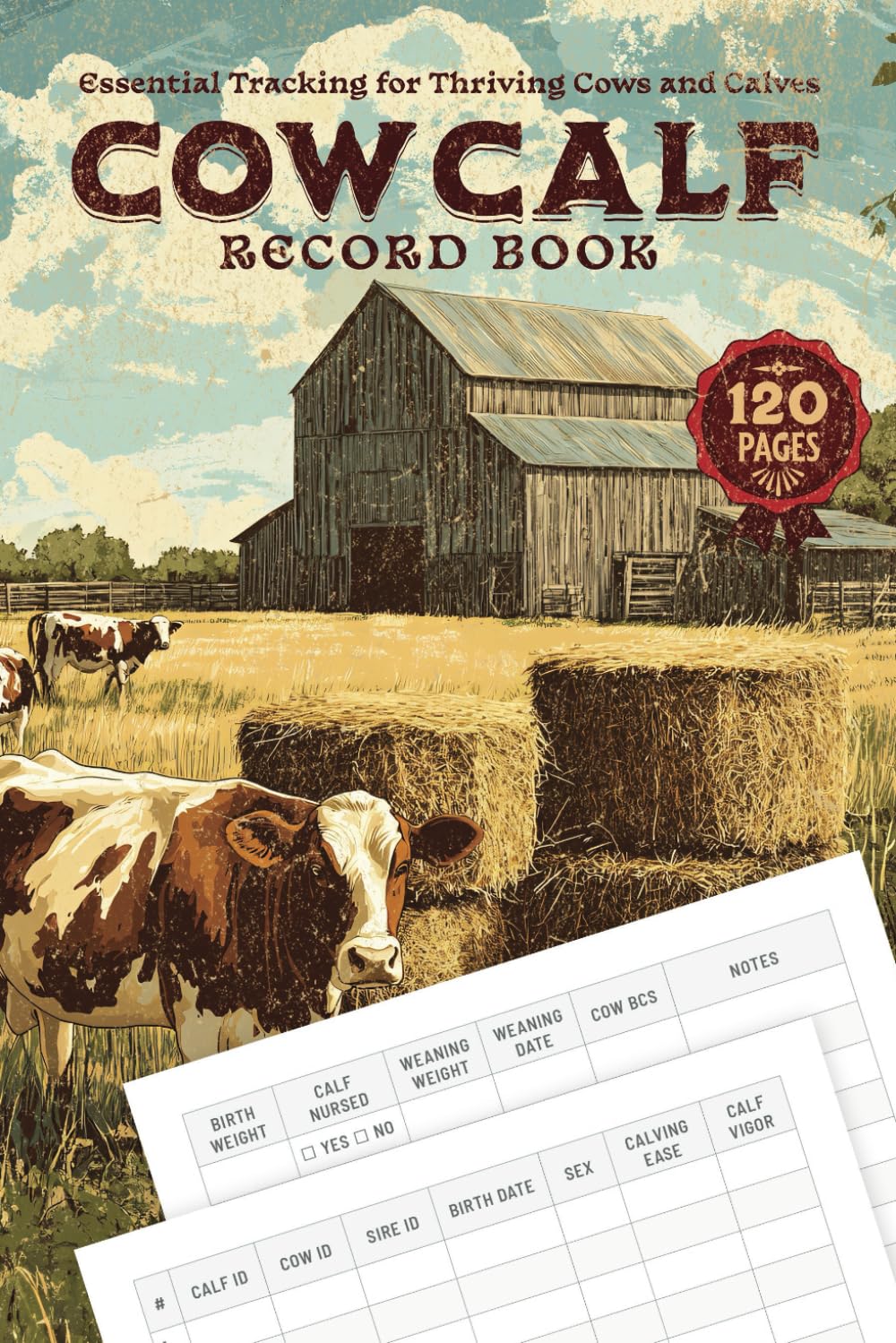 Cow Calf Record Book: 120-Page Beef Calving Log for Calves and ...