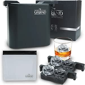 Crystal Clear Ice Ball Maker - 2 Piece Rose Ice Cube Mold Makes Large ...