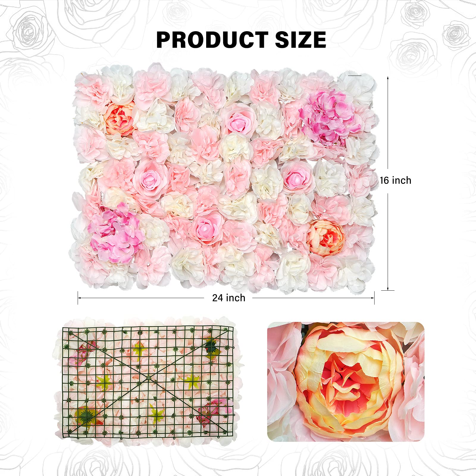 LIUCOGXI 6 PCS Artificial Flower Backdrop Artificial Flower Wall Panels ...