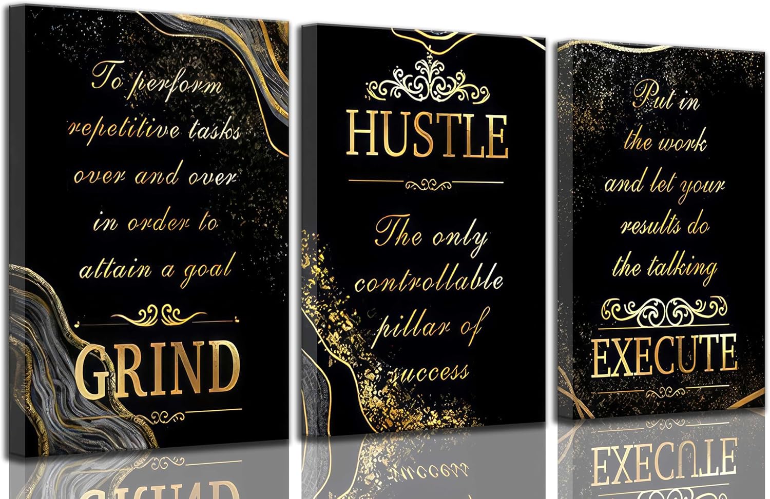 Amazon.com: 3 Pcs Black Gold Inspirational Office Canvas Wall Art ...