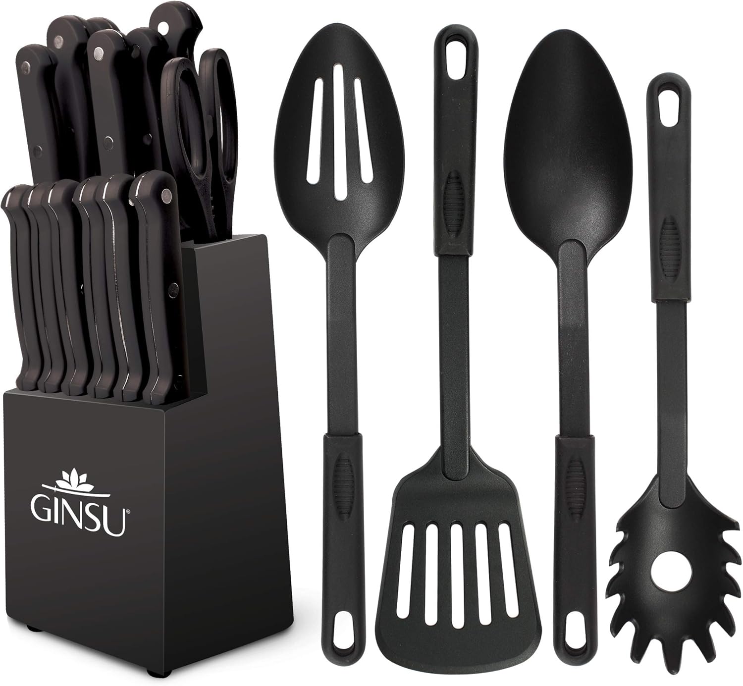Amazon.com: Ginsu Kiso 18-Piece Black Knife Set with Black Block ...