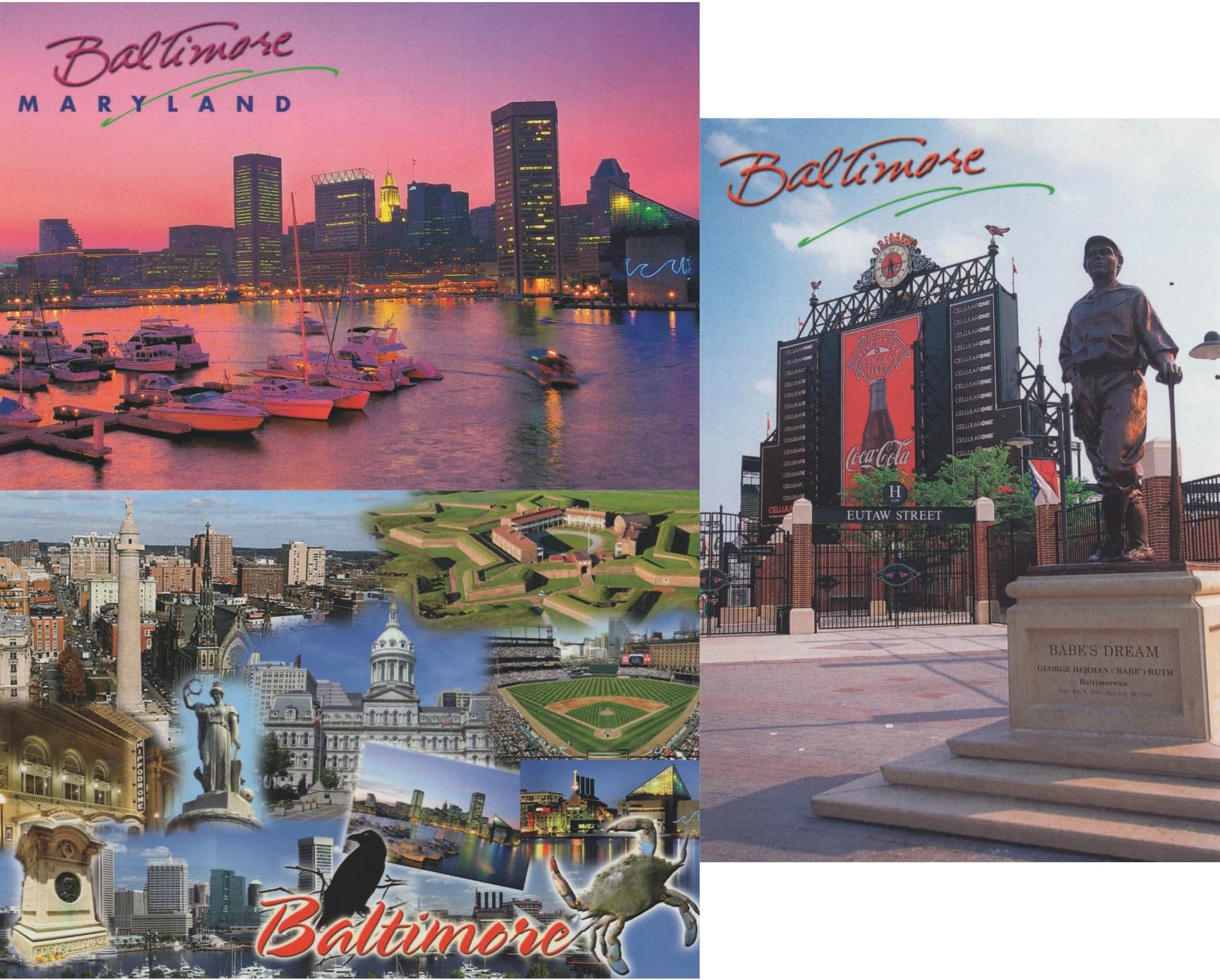Amazon.com : Baltimore, Maryland Pack of 3 Postcards Featuring Some of ...