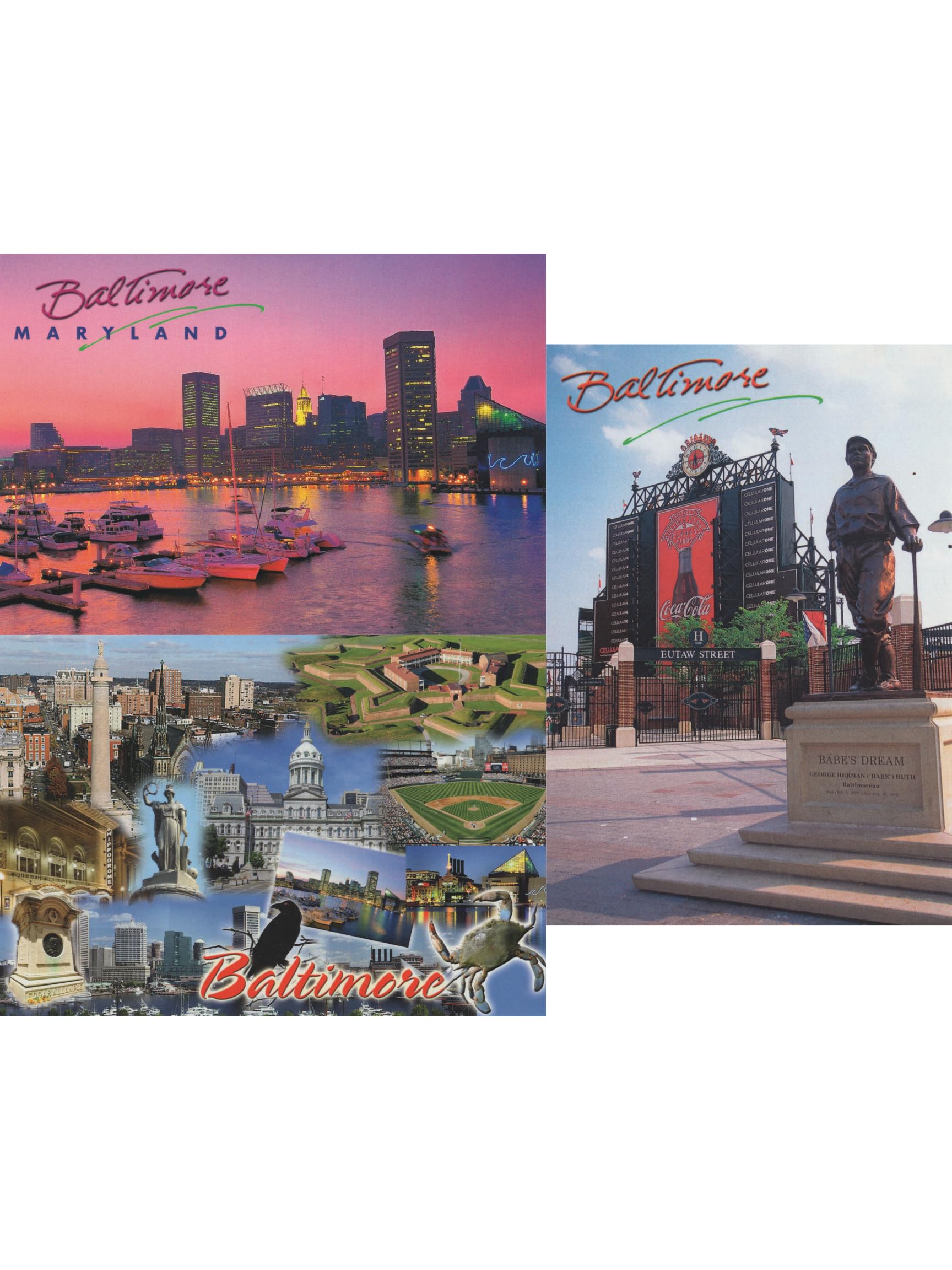 Amazon.com : Baltimore, Maryland Pack of 3 Postcards Featuring Some of ...