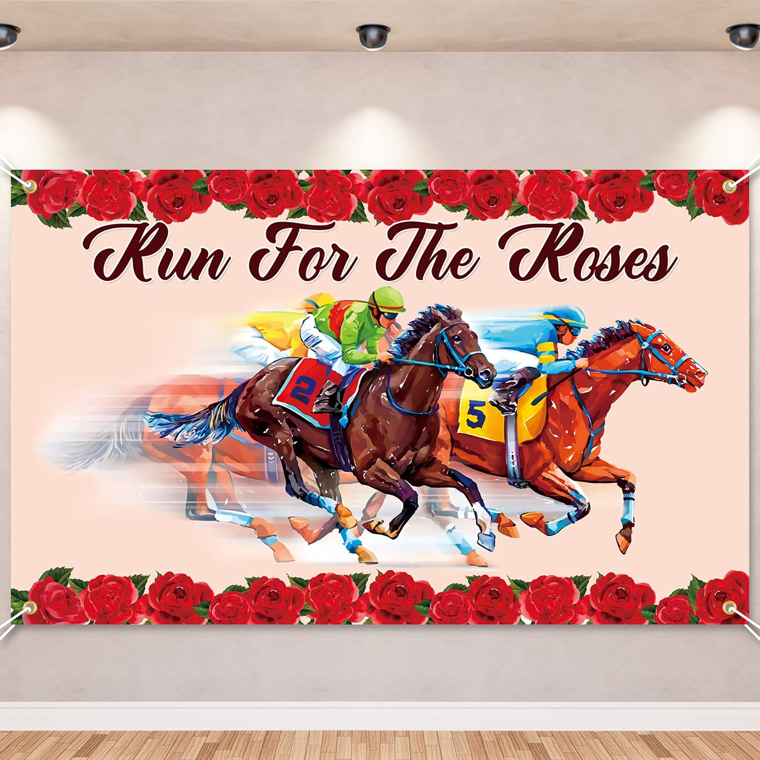 Amazon.com: Kentucky Derby Decorations, Run for The Roses Backdrop ...