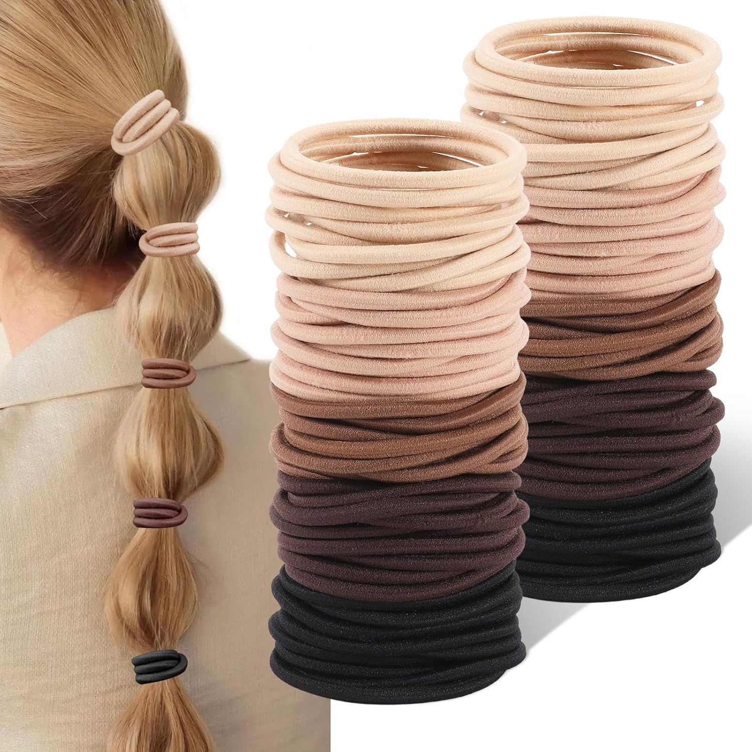 Amazon.com : 150 PCS Elastic Hair ties, Nylon Hair Ties for Women Girls ...