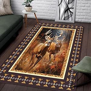 Amazon.com: Deer Hunting Rug, Rustic Cabin Rug, Farmhouse Rug, Bear Rug ...